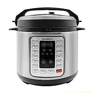 KINGBULL 12-in-1 Electric Pressure Cooker, Instant Multi-Use Non-Stick Pot, Slow Cooker, Rice Cooker, Steamer, Sauté, Yogurt Maker, Warmer &Delay Start,LED Screen& Manual(6QT)