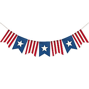 Uniwish American Flag Bunting Banner 4th of July Decorations, Patriotic Stars and Stripes American Independence Day Indoor Outdoor Hanging Sign