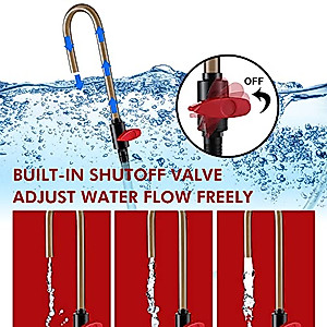 Dreyoo Aquarium Fish Tank Hook Water Changer, with Flow Switch, Quickly and Efficiently Helps Fill Your Water, Aquarium Vacuum Water Filler for Fish Tank, Suit for 1/2'', 5/8'' 3/4'' Hose