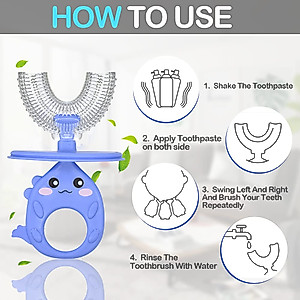 Kids U-Shaped Toothbrush, Food Grade Soft Silicone Brush Head, 360° Oral Teeth Cleaning Design for Toddlers, Cute Cartoon Kids Toothbrush U Shape Age 2-6 Whole Mouth Teeth Brush (Violet)