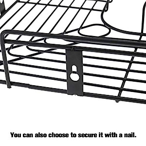 2pcs Corner Shelf Shower Caddy Organizer Bathroom Storage Holder with Hooks Toilet Kitchen No Drilling Black