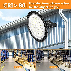 LED High Bay Light, 200W 20000LM Super Bright UFO High Bay LED Lights, 6500K LED Shop Lights, IP54 Warehouse Lights Area Light Fixture Commercial Bay Lighting Bay Lights for Garage Barn Workshop-10