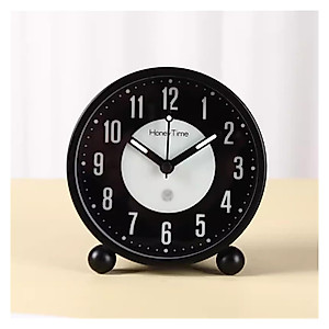 GRFIT Alarm Clocks Super Loud Rechargeable Luminous Alarm Clock, 4 "Round Silent Analog Table Clock Non-Ticking, Desk Clock for Bedroom, Bedside Table Bedside Clock (Color : Brass)