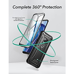 YOUMAKER Designed for Galaxy S9 Case (NOT Plus), Heavy Duty Protection Kickstand with Built-in Screen Protector Shockproof Case Cover for Samsung Galaxy S9 5.8 inch - Black