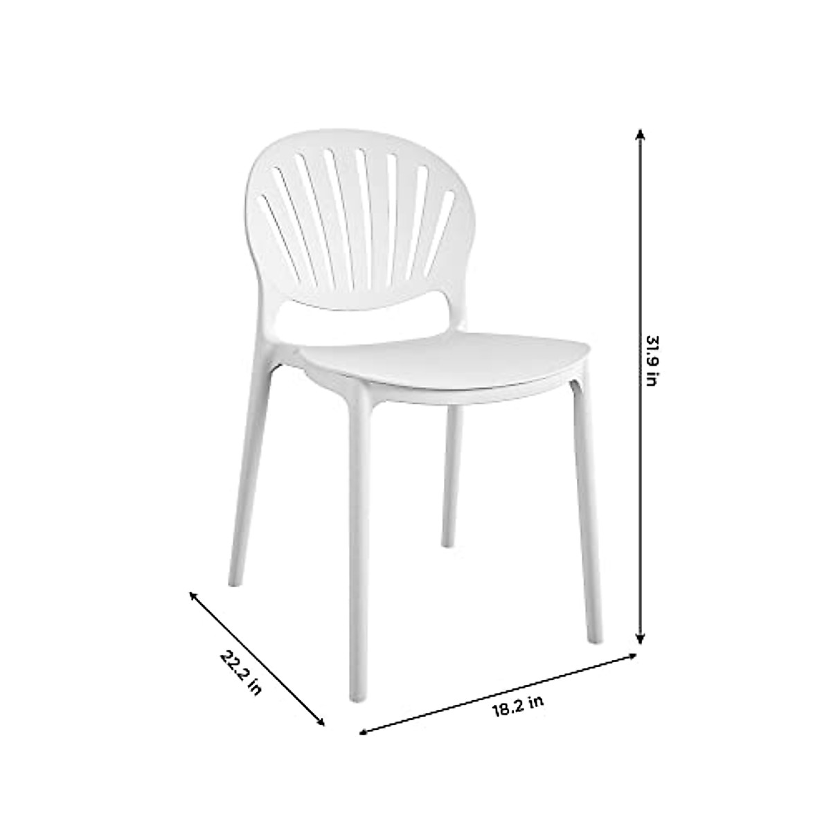 COSCO Outdoor/Indoor Stacking Resin Chair with Shell Back, 2-Pack, White