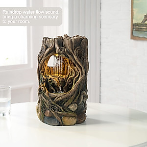 GOSSI 3-Tiered Cascading Tabletop Water Fountains with LED Light - Indoor Simulation Rock Waterfall Fountain - Soothing and Relaxing Water Sound - Small 8.3 Inch Desktop Size - Home/Office Decor