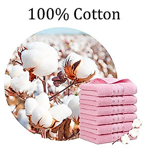PiccoCasa Hand Towels for Bathroom 13 x 29 Inches 100% Cotton (6 Pack), Soft & Highly Absorbent Oversized Cotton Guest Towels for Hotel Spa, Face Towels Washcloth Pink