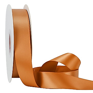 HUIHUANG Burnt Orange Ribbon 1 inch Double-Faced Satin Ribbon 50 Yards Orange Silk Satin Ribbon for Fall Wedding, Gift Wrapping, Flower Bouquet, Invitations, Holiday Decor, Hairs, Bows Making