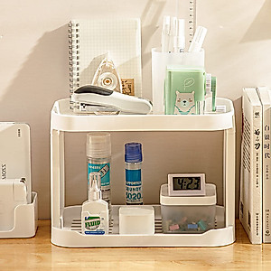 kaileyouxiangongsi 2-Tier Desk Organizers & Dispensers，Mail Holder for Office Desk Organization，Kitchen Spice Rack or Bathroom Countertop Organizer, Gift for Teachers, Classmates, and Friends,White