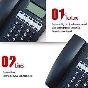Corded Telephone Landline Telephone, Dual Interface Wired Telephone Big Button Landline Phones with Caller Identification Suitable for Office, Front Desk, Home, Hotel, Corded Landline (Black)
