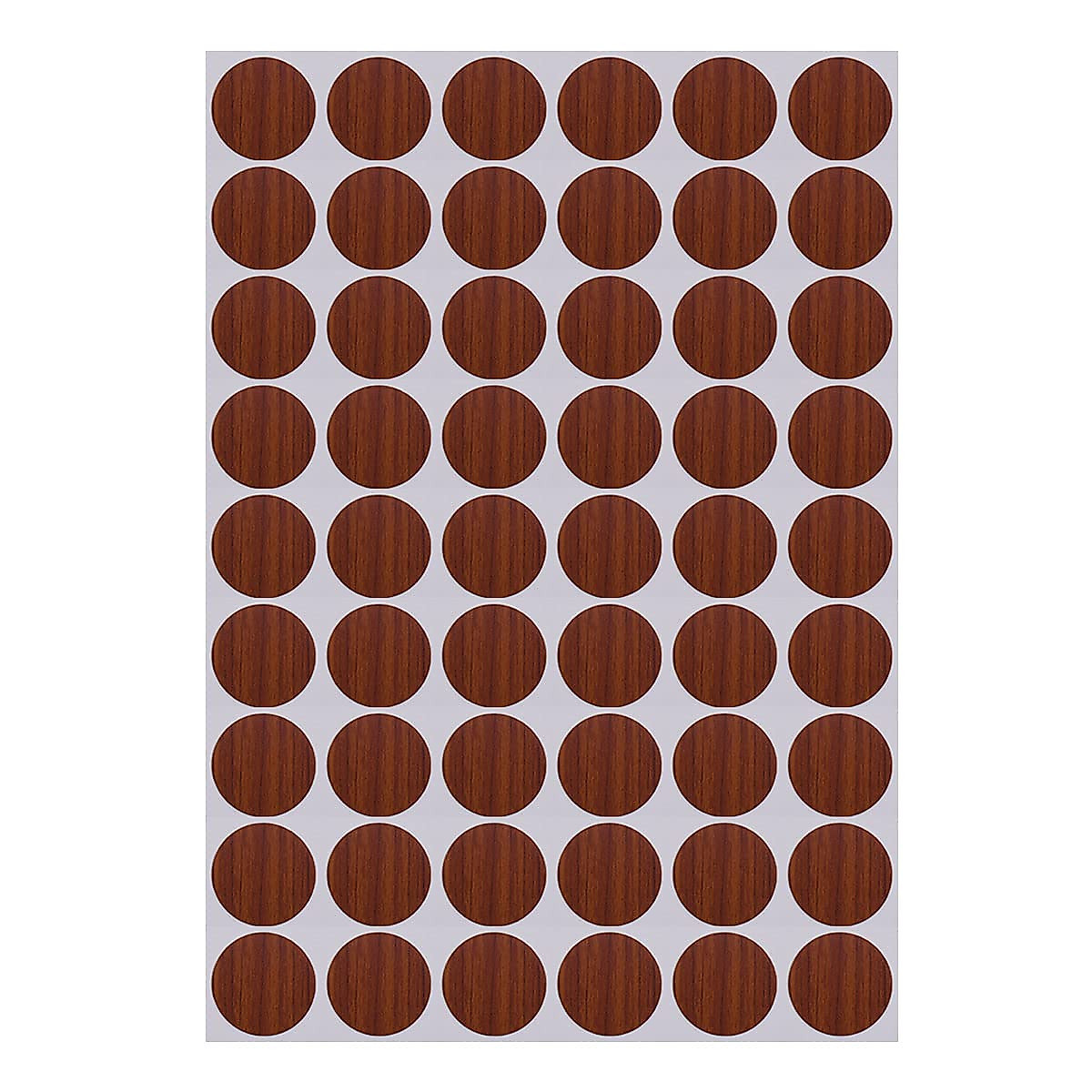 54 PCS in 1 Sheet Self-Adhesive Screw Hole Stickers Plastic Screw Covers Caps Plastic Screw Free Sticker Wood Textured Cover 21mm/0.82" Dia for Wooden Furniture Cherry Wood