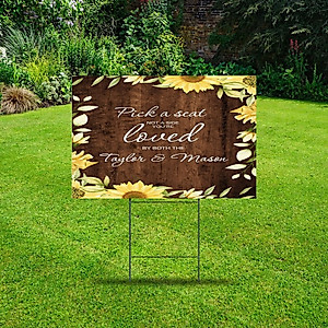 Autravelco Welcome to Our Wedding Lawn Signs with Stakes 12x18 Inch Display Date & Couple Name Customized Lawn Sign for House Rent Lawn Yard Decorations