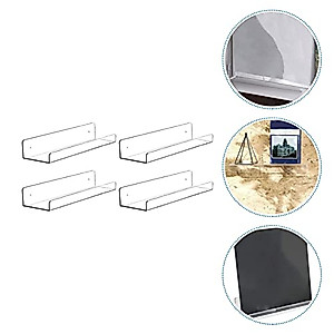 Cabilock Clear Vinyl Record Display Shelf: Acrylic Album Display Clear Wall Bookshelves 4pcs Wall Mounted Storage Rack for Planter Nail Polish Home Office Kitchen