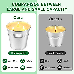 Citronella Candles Outdoor - Large 2 x 17oz Citronella Candle for Home Patio up to 200 Hours Burning, 3-Wick Natural Soy Wax Candle for Outside Garden Yard Balcony, Summer Camping Candle