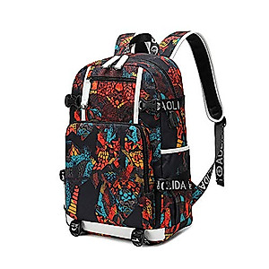 The Seven Deadly Sins Gold Print Oxford USB Charging Laptop Backpack Anime Travel Bagpack Men Large Bookbag(26)