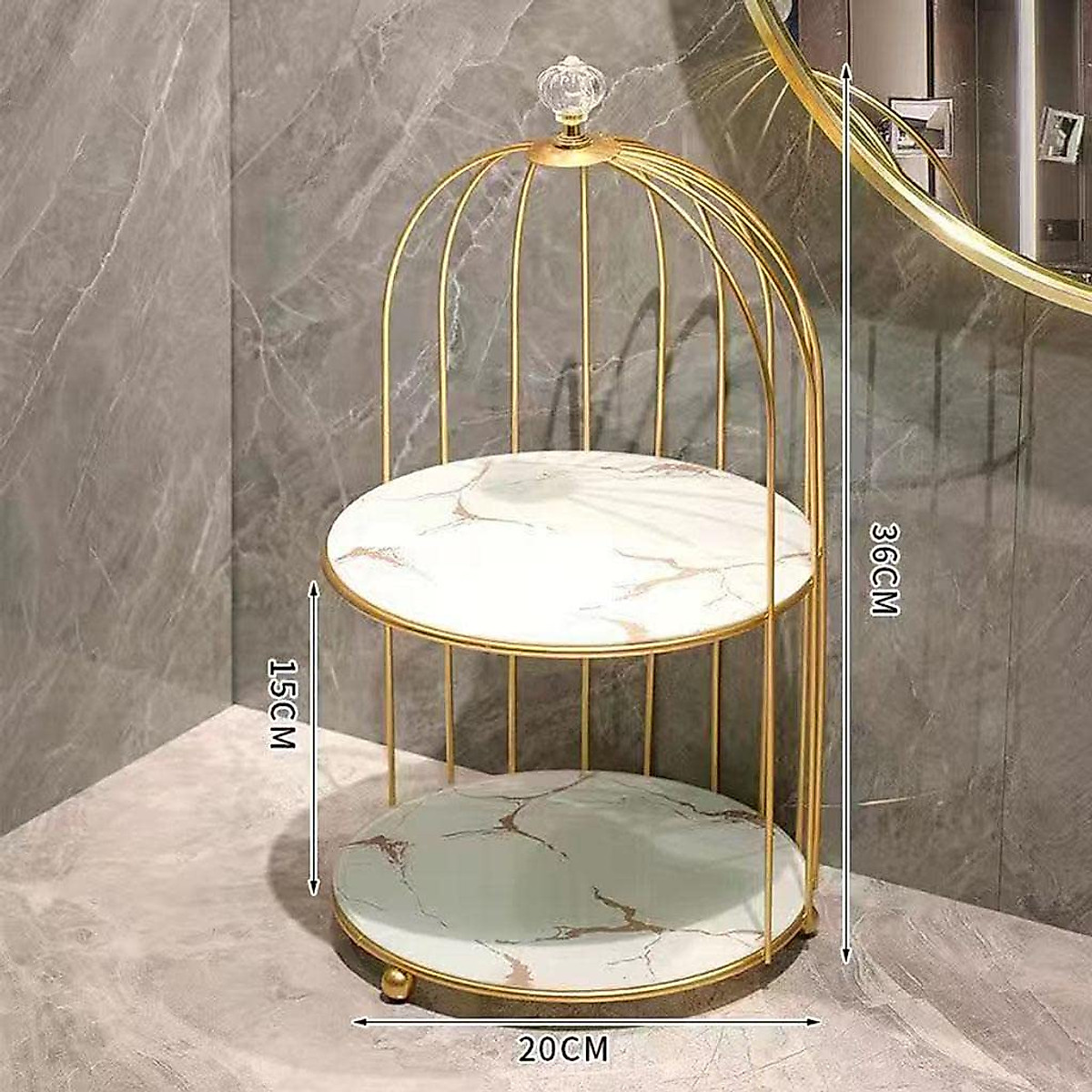 NC Desktop Perfume Organizer Cake Cupcakes Serving Holder Makeup Jewelry Rings Display Stand Bathroom Living Room Storage Rack Shelf - White 2 Tier