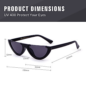 GIFIORE Retro Cat Eye Sunglasses Vintage Semi Rimless Frame Cateye Sun Glasses UV Protection