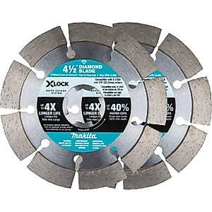 Makita E-07200 X-LOCK 4-1/2" Segmented Diamond Blade for Masonry Cutting, 2/pk