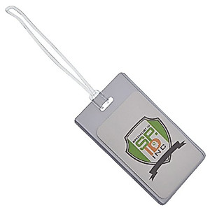 5 Pack - Slim and Sturdy Flexible Backpack & Airline Luggage ID Bag Tags - Business Card Holders - with Secure Plastic Worm Loop Straps by Specialist ID (White)