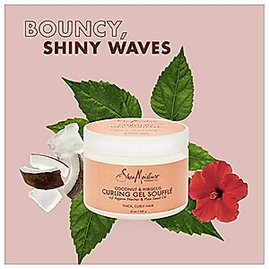 SheaMoisture Curling Gel Souffle for Thick, Curly Hair Coconut , Hibiscus to Moisturize and Protect Hair 12 oz