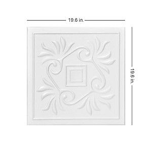 A La Maison Ceilings R159 Cockatoos Foam Glue-up Ceiling Tile (259.2 sq. ft./Case) Pack of 96, Ultra Pure White - Satin (Behr)
