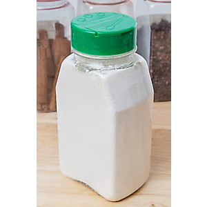 Set of 2 Spice Jars - 16 Onces Plastic General Use Storage Containers - with Green Dual Shake Lid