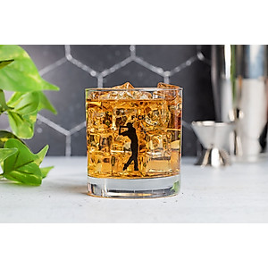 JEM GLASS F*ck Golf Whiskey Glasses - Set of 2 - Black Dishwasher Safe Print - Funny Golf Presents for Men, Women, Dad, Mom, Husband, Wife, Him, Her - 10.25 Ounces Each