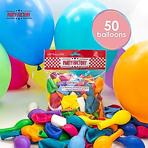 Party Factory Helium bottle for up to 50 Balloons incl. Latex Balloons, Helium Cylinder 14 cu. ft. Gas with filling quantity for Balloons, Ideal for Party, Events
