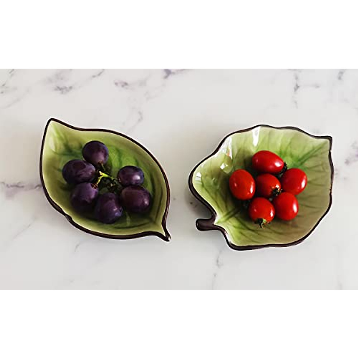 Ceramic Spoon Rest Cooking Spoon Holder for Kitchen Counter/Stove Top/Dining Table with Cute Spoon, Leaf Shaped, Modern Farmhouse Decorative, 6.7x3.9 inch