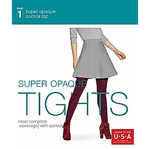 No nonsense Women's Super Opaque Control-Top Tights, Black, Large