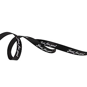 ATRBB 50 Yards 3/8 Inch Wide Just for You Printing Satin Ribbon Perfect for Wedding,Gift Wrapping and Floral Packaging (Black)