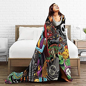 Nightmare Before Christmas Blanket Soft Jack Skellington & Sally Throw Blankets for Couch Bed Living Room Sofa 50" X40