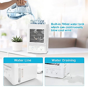 Personal Air Cooler,Auto Oscillation,Portable Air Conditioner Fan with 3 Wind Speeds,2 Refrigeration,Ice Cooler Fan for Indoor Outdoor