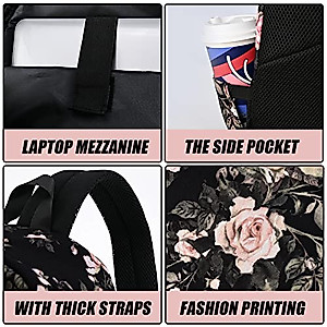 Sinpooo Canvas Backpack ,Washable Recycle Cotton 15.8 Inch Backpack Purse for Women Fashion, College Back Pack Bag for Women Daypack Travel Business Work Bag(Flower)