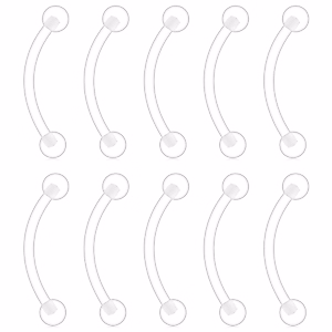 Ruifan 10PCS Clear Bioflex Acrylic Curved Barbell Snake Eyes Tongue Ring Retainer Piercing 14G 5/8"