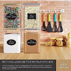 Chef's Path Extra Large Plastic Food Storage Containers with Lids for Flour & Sugar (4 PC, 175 Oz) - Airtight Kitchen & Pantry Organization for Bulk Food Storage, BPA-Free Kitchen Canisters