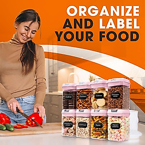 Cheer Collection Airtight Food Storage Containers, Kitchen Storage Containers for Pantry, Set of 8 Food Containers with Lids Airtight, Pantry Storage Containers & Organizers with Lids, Pink