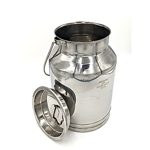 15 Qt Milk Can Tote, Stainless Steel with Lid and Handle 4 Gallon