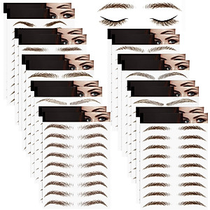 18 Sheets 180 Pairs Eyebrow Tattoo Stickers 4D Hair Like Authentic Waterproof Peel off Eyebrow Grooming Shaping Makeup Sticker for Women Girls (Brown)