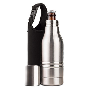 Strova Beer Bottle Insulator - Stainless-Steel Insulated Bottle Holder w/Double-Walled Insulation – Beer Cooler Keeps Drinks Colder, Longer (Includes Carry Bag)
