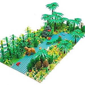 Forest Garden Building Sets Parts,Plants Trees Flowers Scenery Accessories Animals Building Bricks Toy Set for Boys Girls Kids 6+ Gifts(2 Pieces 10" Base Plates)