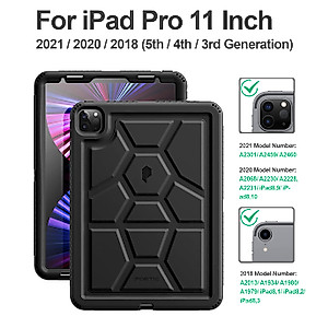 Poetic TurtleSkin Heavy Duty Case Designed for iPad Pro 11 Inch 4th Gen 2022 / 3rd Gen 2021 / 2nd Gen 2020 / 1st Gen 2018, Rugged Shockproof Drop Protection Kids Friendly Silicone Cover Case, Black