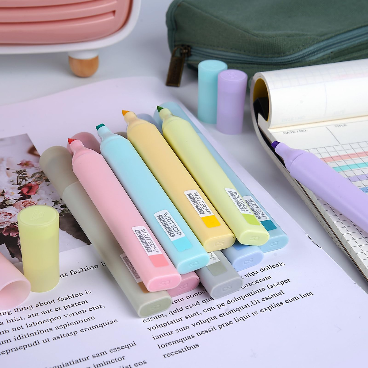 WRITECH Pastel Highlighters: No Bleed Ink, Aesthetic 10 Colors