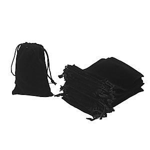 HRX Package 20pcs Velvet Drawstring Bags, 5x7 inches Velvet Pouches for Jewelry Gift Packaging (Black)