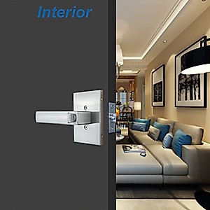 Comfhouse Rectangle Rose Straight Entry Door Lever, Keyed-Alike Entrance Door Lock, Interior Exterior Door Lever Door Handle with Lock, Front Entry Door Lever Door Lock with Lock, Satin Nickel