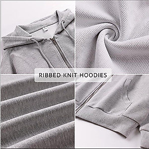 ANRABESS Women's Zip Up Hoodies 2023 Fall Fashion Jacket Casual Loose Oversized Hooded Sweater Rib Knit Long Sleeve Sweatshirts Trendy Outfits Winter Clothes A931qianhui-M Gray