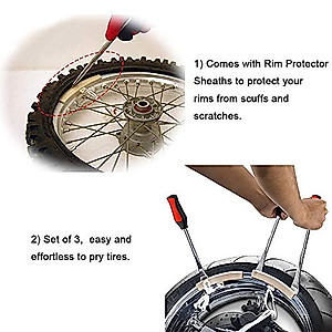 ASOOLL 11.5" 𝐓𝐢𝐫𝐞 𝐒𝐩𝐨𝐨𝐧𝐬 Motorcycle Tire Changer Tools Bike Tire Iron Levers Repair Kit with 3 Pcs Rim Protectors