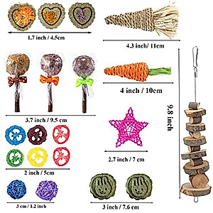 RUNANIA 20 Pcs Rabbit Chew Toys for Teeth, Natural Wood Sticks Timothy Chew Toys for Rabbit Bunny Guinea Pig Hamster Chinchilla