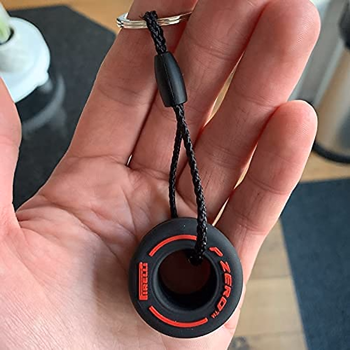 F1 Racing Tire Key Chain,Wheel Tyre Auto Keychain,Mini Cute Tire Keyring,Soft Rubber,Car Part Model Keyfob,Automotive Part Car Gift Key Ring for Men Women Auto Accessoriest,Feel Fast and Furious (Red)