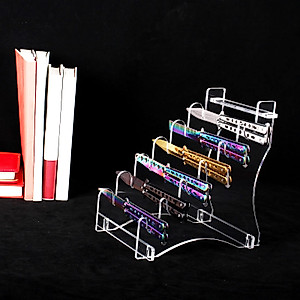 WANLIAN Knife Rack Knife Display Rack Knife Storage Rack 6 Tier Acrylic Countertop Knife Display Rack for Knife Display Storage(Transparent)